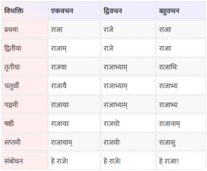 राजा शब्द के रूप - Raja Ke Roop, Shabd Roop - Sanskrit