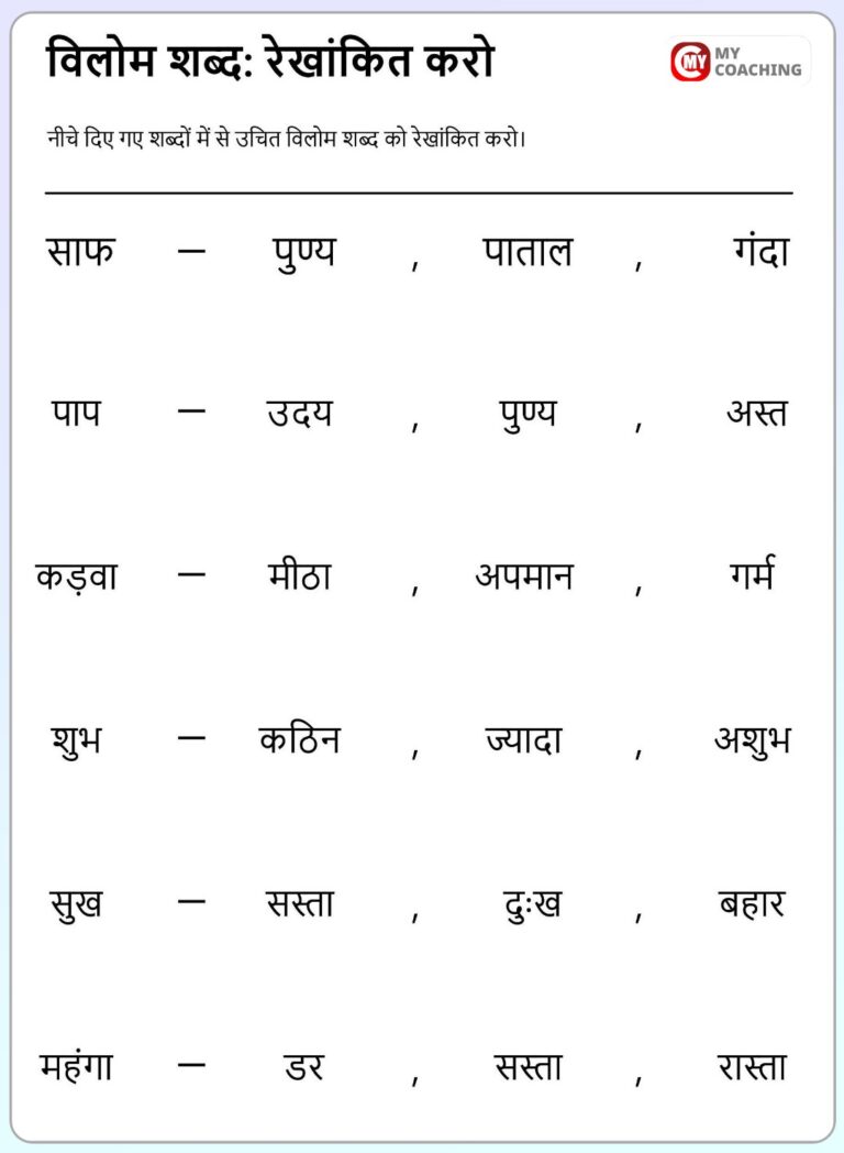 विलोम शब्द - विपरीतार्थक शब्द, हिन्दी व्याकरण, Vilom Shabd in Hindi